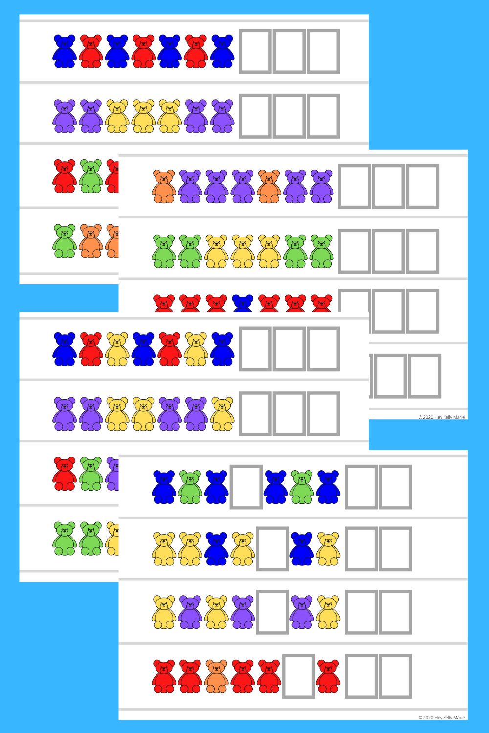 Free, Printable Bear Counter Pattern Cards
