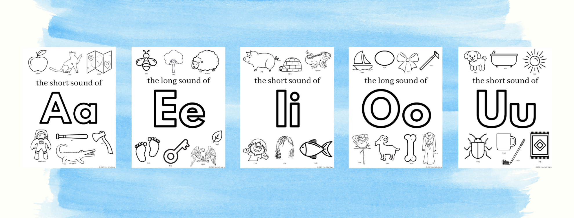 Free, Printable Vowel Coloring Pages with Short and Long Sounds