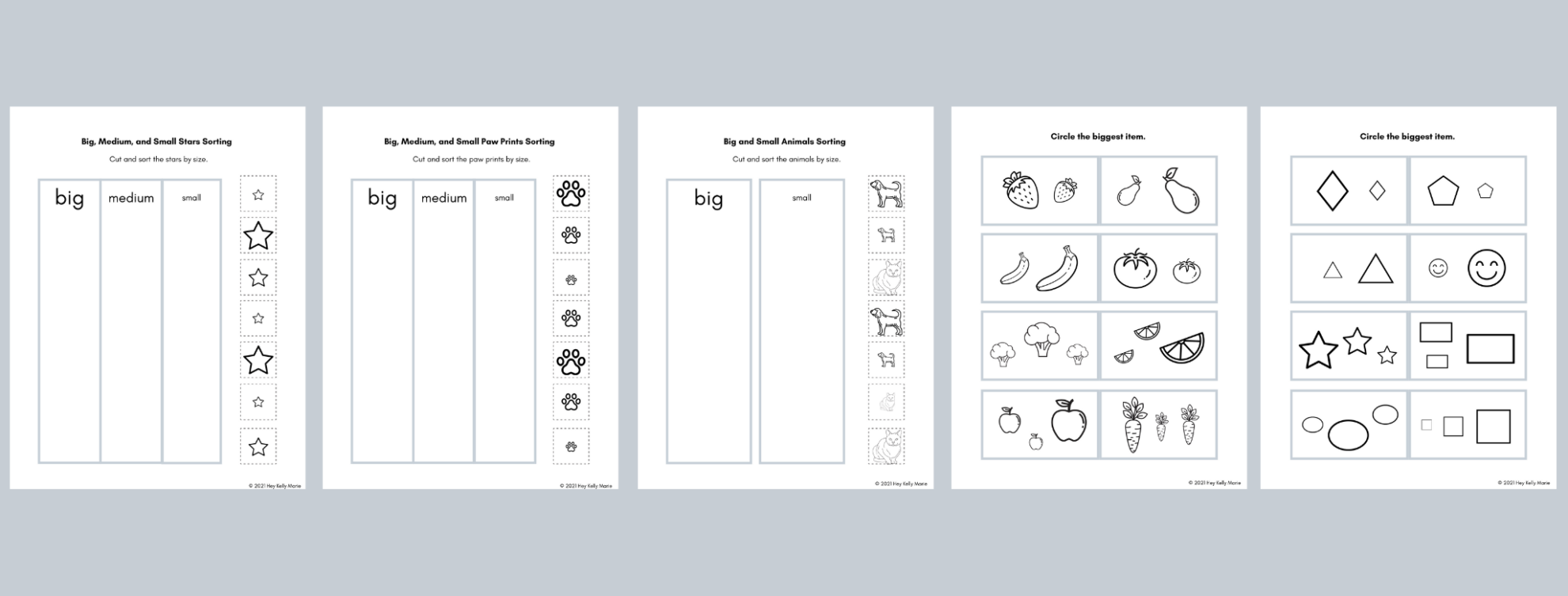 Big and Small Worksheets to Teach Size Concepts
