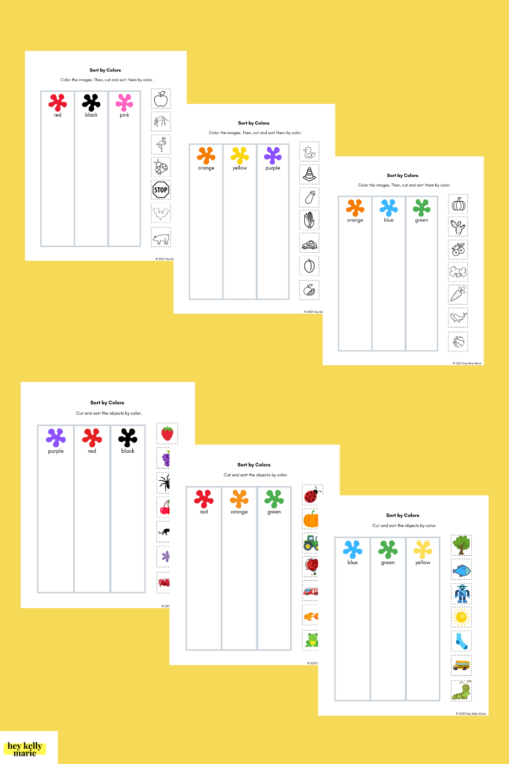 Color Sorting Worksheets, Free Preschool Printables