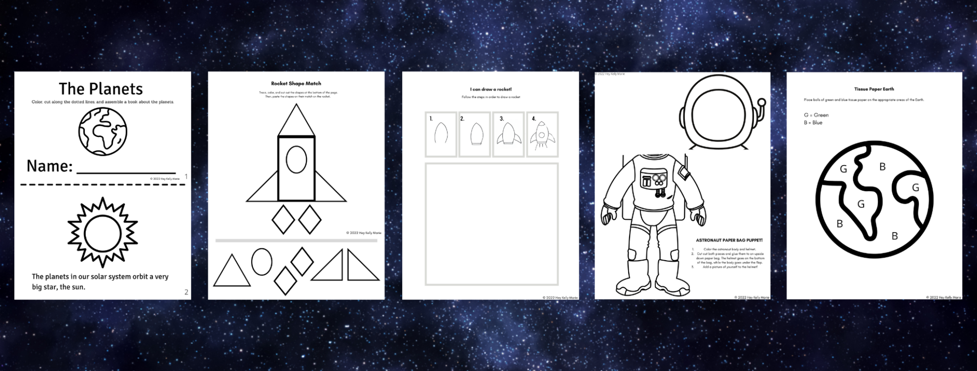 Preschool Space Theme Printable Activities