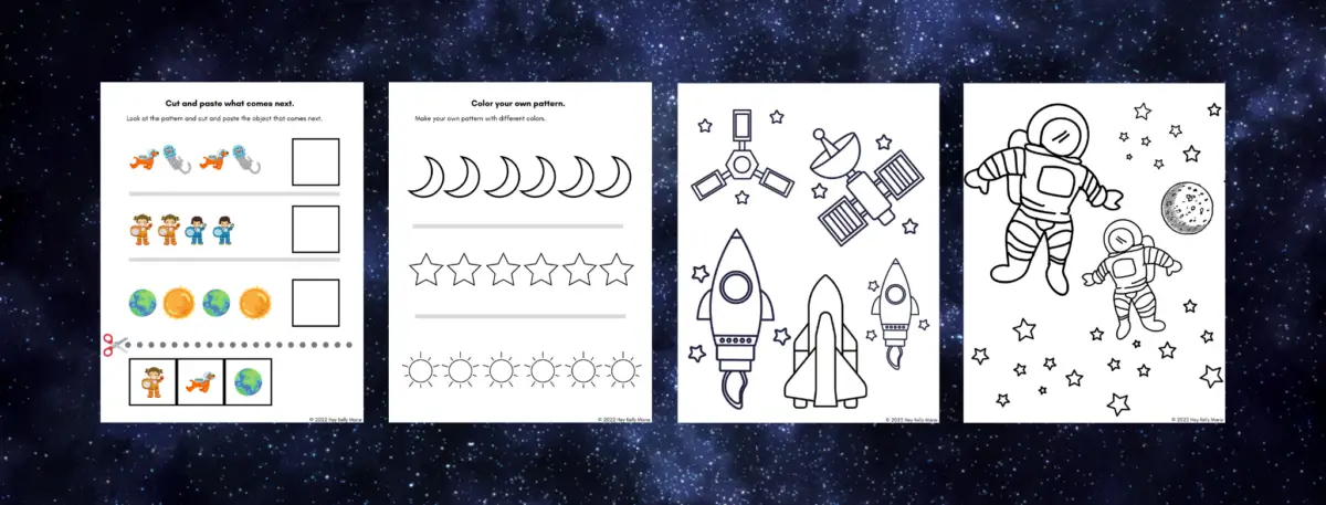 Preschool Space Theme Printable Activities